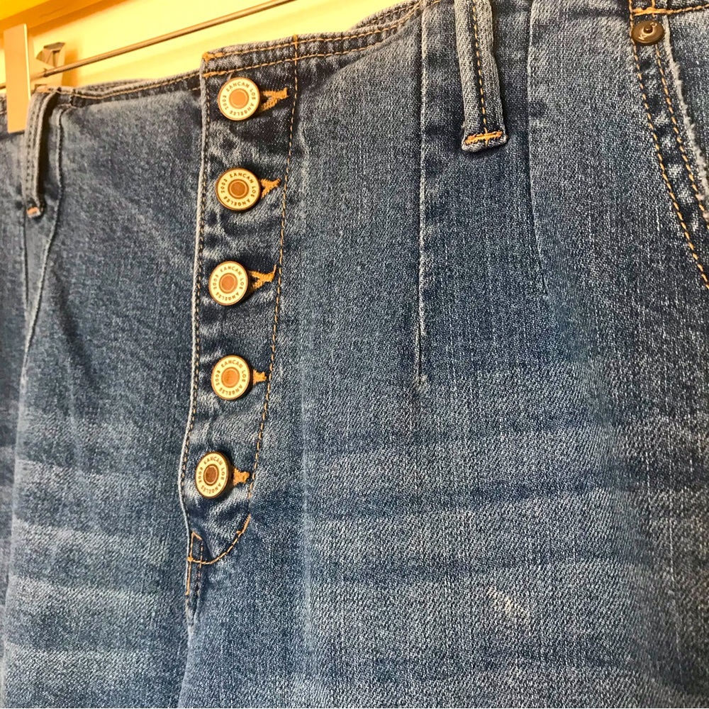 Kancan Wide Leg Exposed Button Fly Blue Jeans - Gem